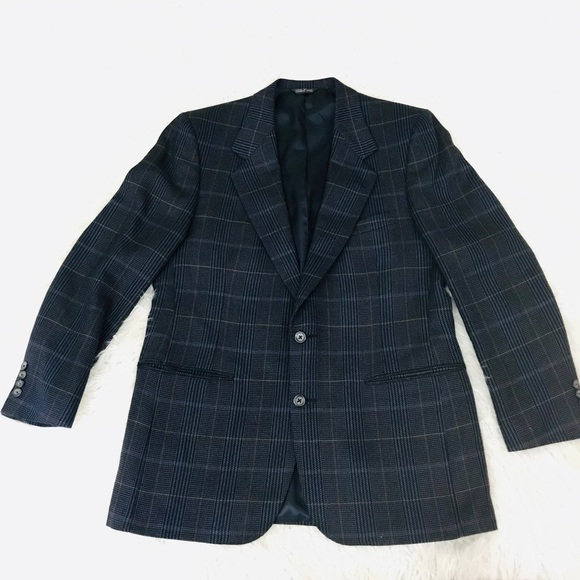 Lanvin | Suits & Blazers | Lanvin Paris Navy Plaid Blazer Jacket Virgin ...